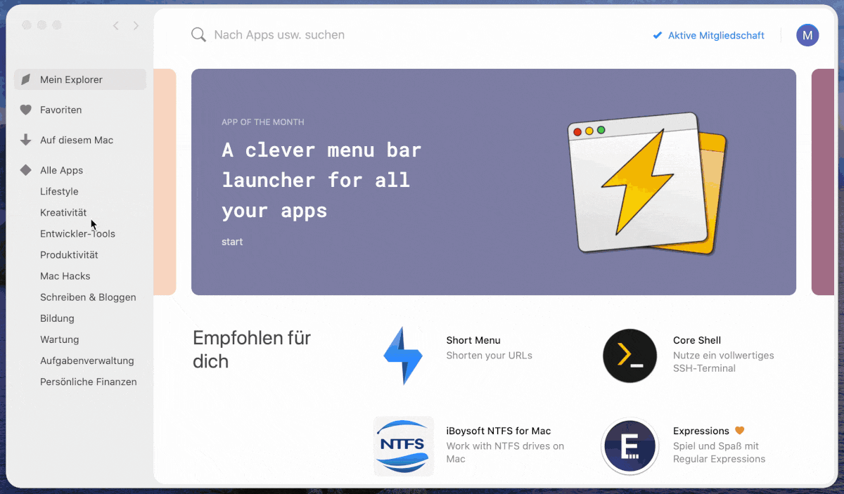 Erste Schritte mit Setapp